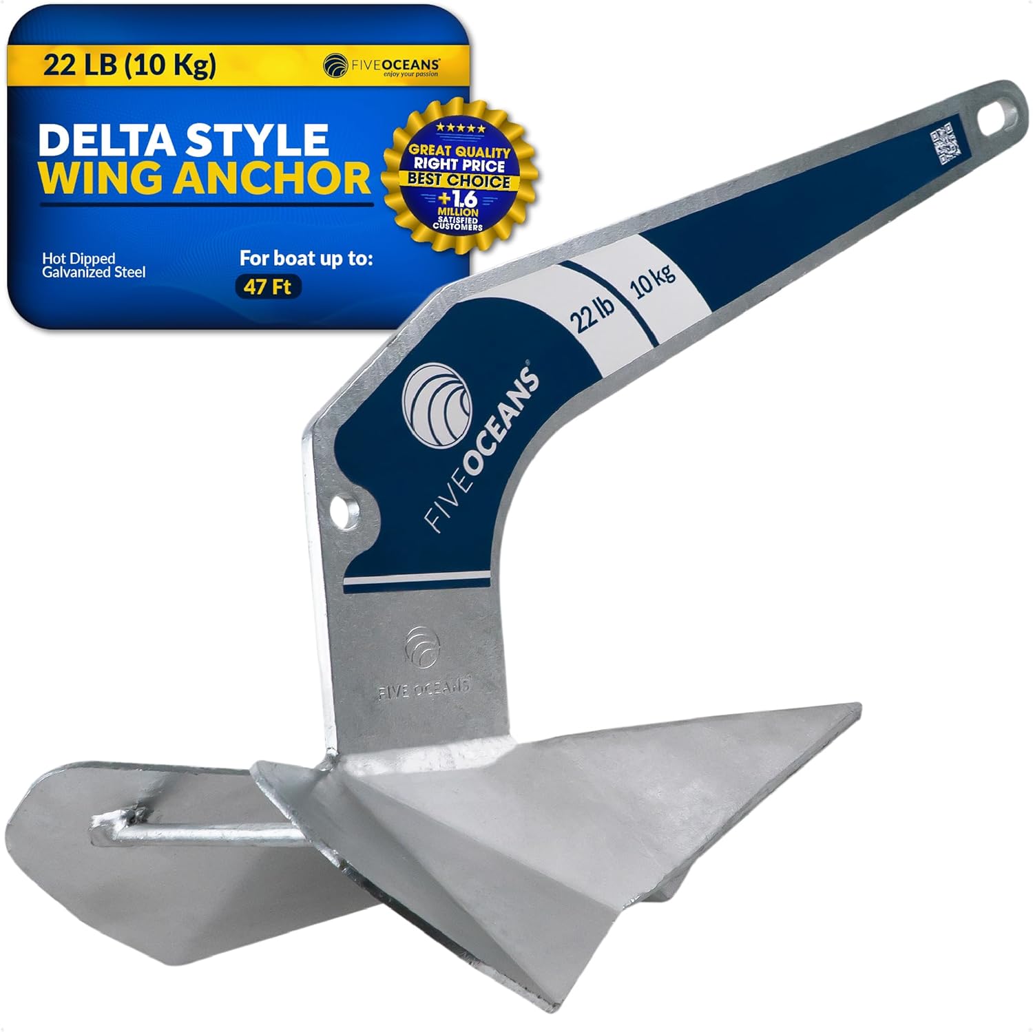 Five Oceans 22lb Delta Style Wing Galvanized Boat Anchor – Inclusive Inc